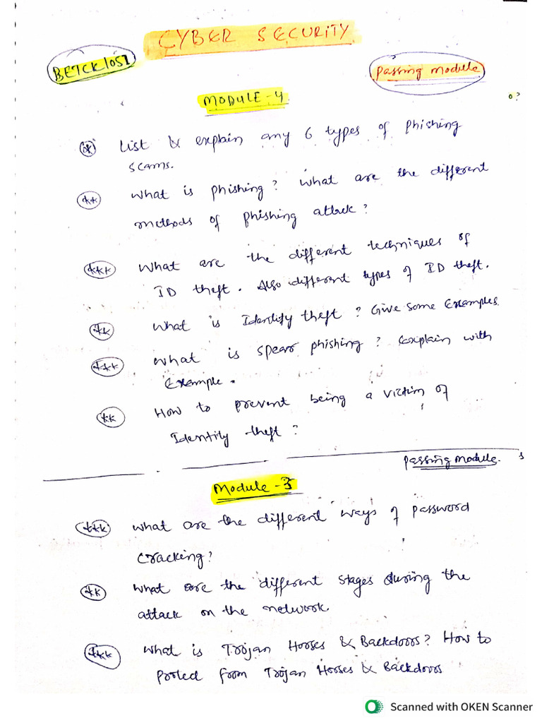 Cyber Security Important Questions-1 | PDF