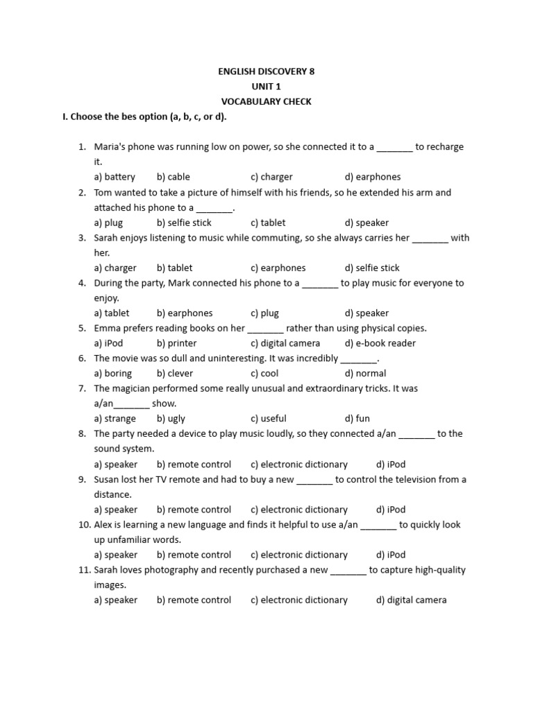 ED8 - Unit 1 - Vocabulary Check | PDF | Social Media | Popular Culture ...