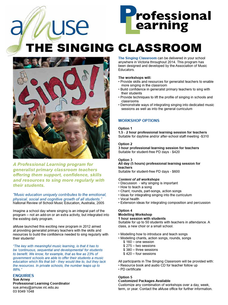 Singing Classroom Workshops for Teachers | PDF | Teachers | Singing
