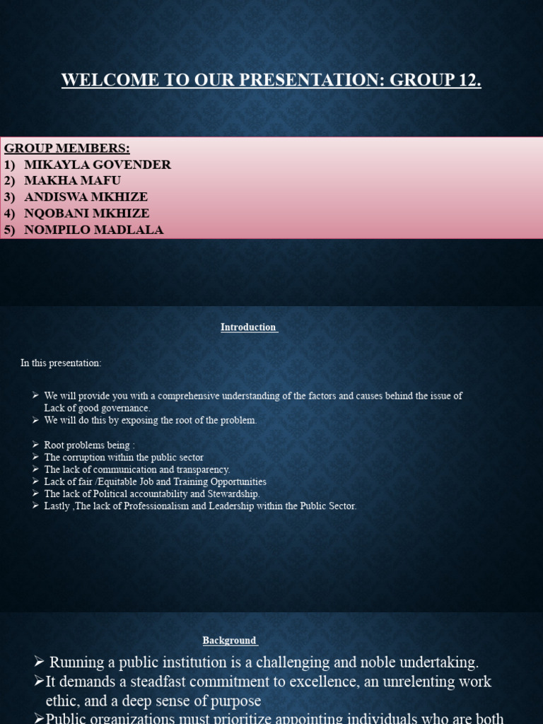 Group 12 Presentation Slides | PDF | Employment | Accountability