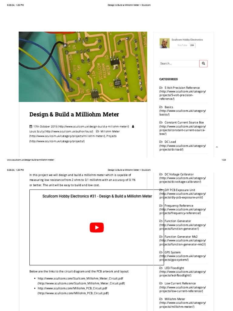 Design & Build A Milliohm Meter - Scullcom | PDF | Resistor | Operational Amplifier