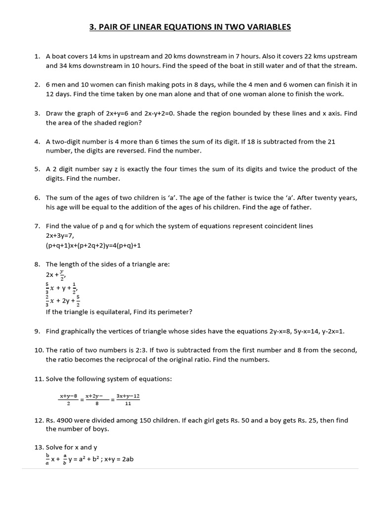 Linear Equations | PDF | Triangle | Area