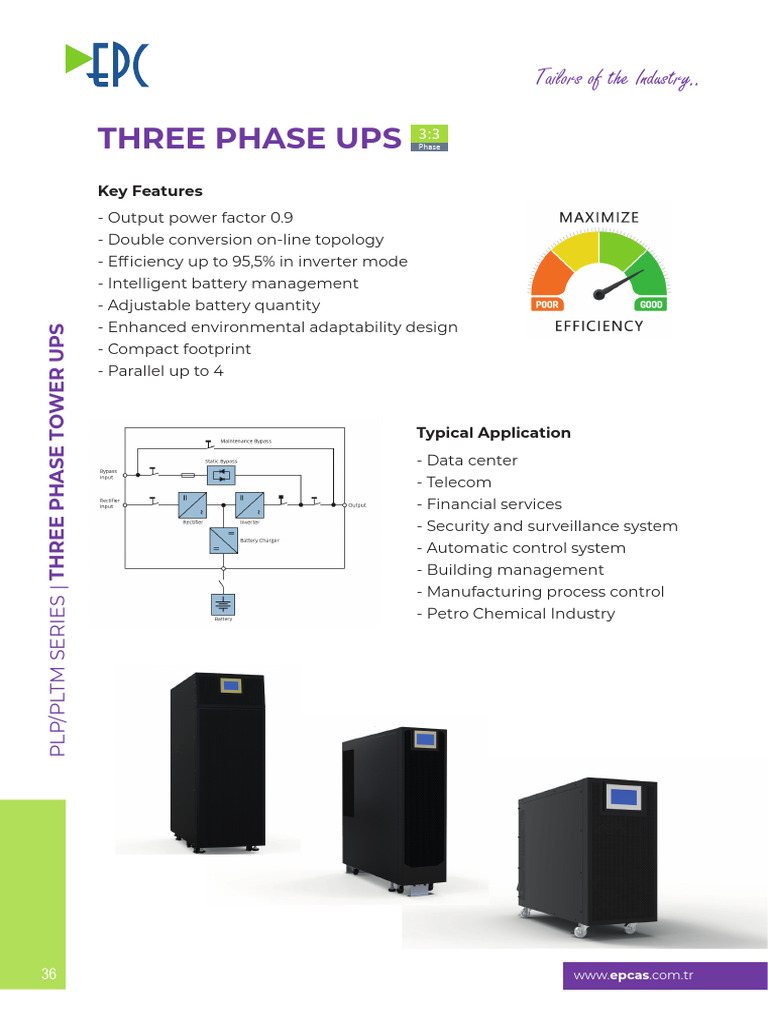 Three Phase Tower UPS PLP PLTM Series | PDF | Electrical Components | Physical Quantities