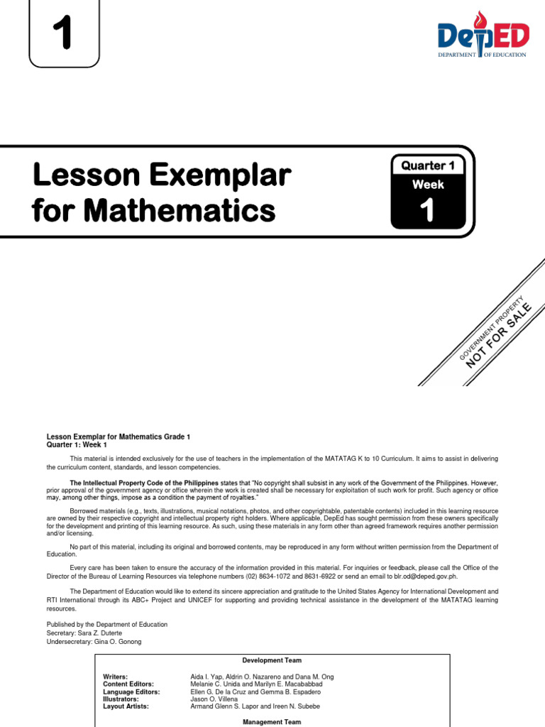 LE Math1 Q1 Wk1 Revised | PDF | Rectangle | Learning