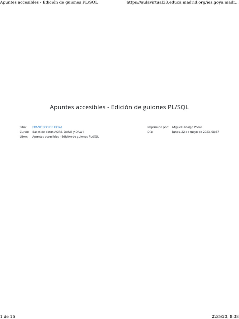 Edición de Guiones PL - SQL | PDF | Software de gestión de datos | Bases de datos