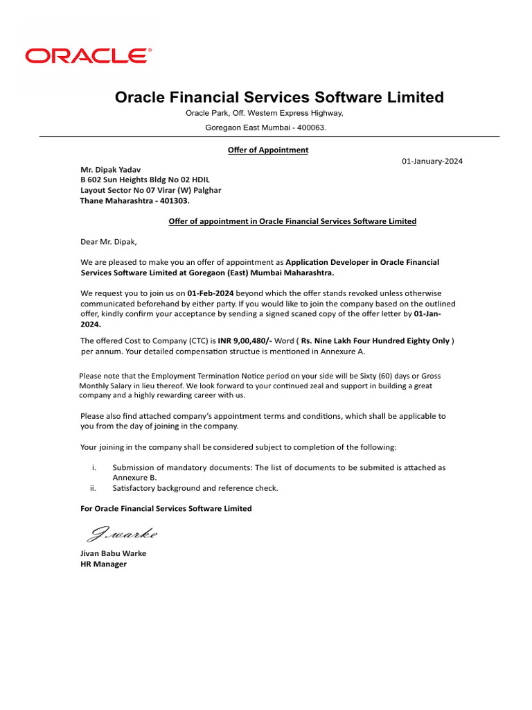 Appointment Letter | PDF | Insurance | Business
