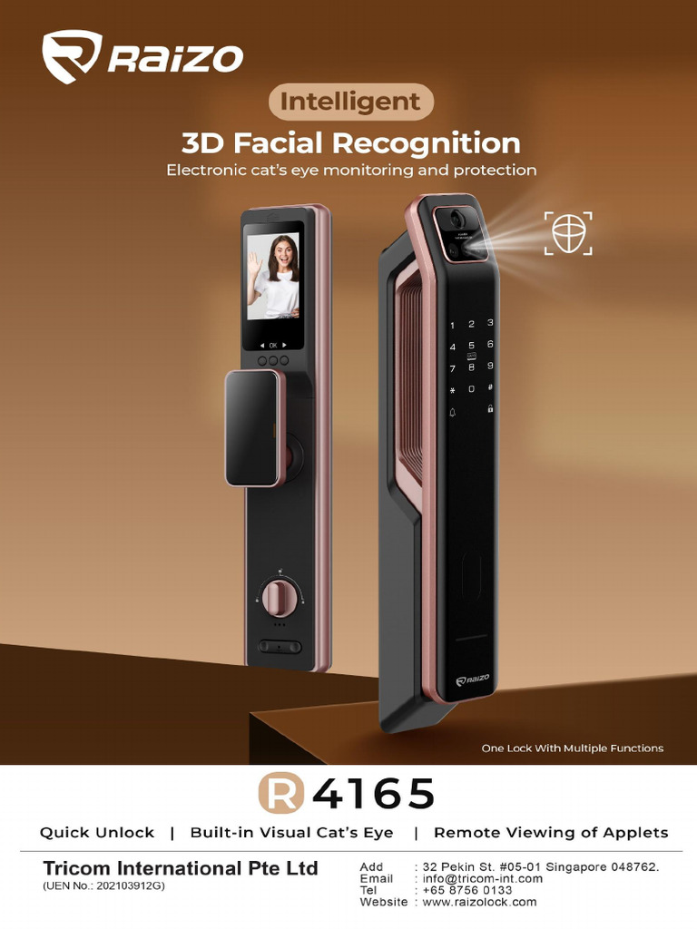 RAIZO l R4165 Face Recognition Smart Lock | PDF
