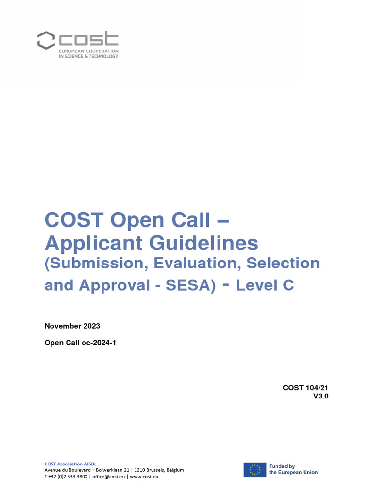 COST Open Call Applicant Guidelines Oc-2024-1 | PDF | European Union | Innovation