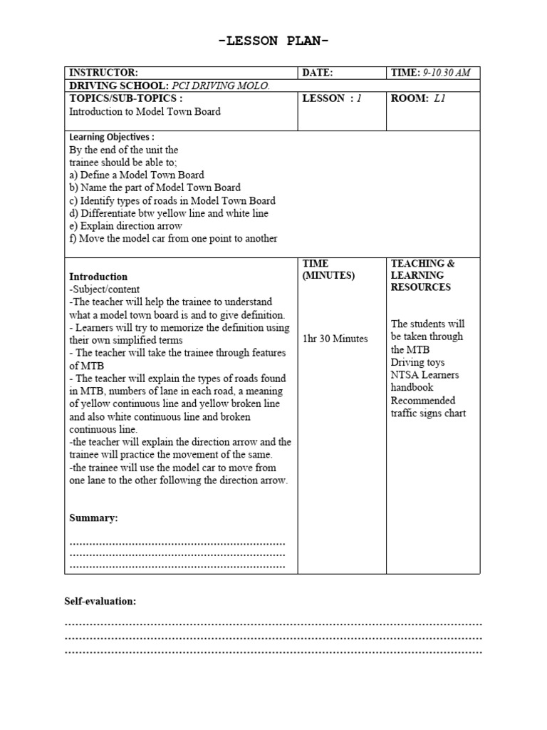 Lesson Plan Sample | PDF | Cognition | Behavior Modification