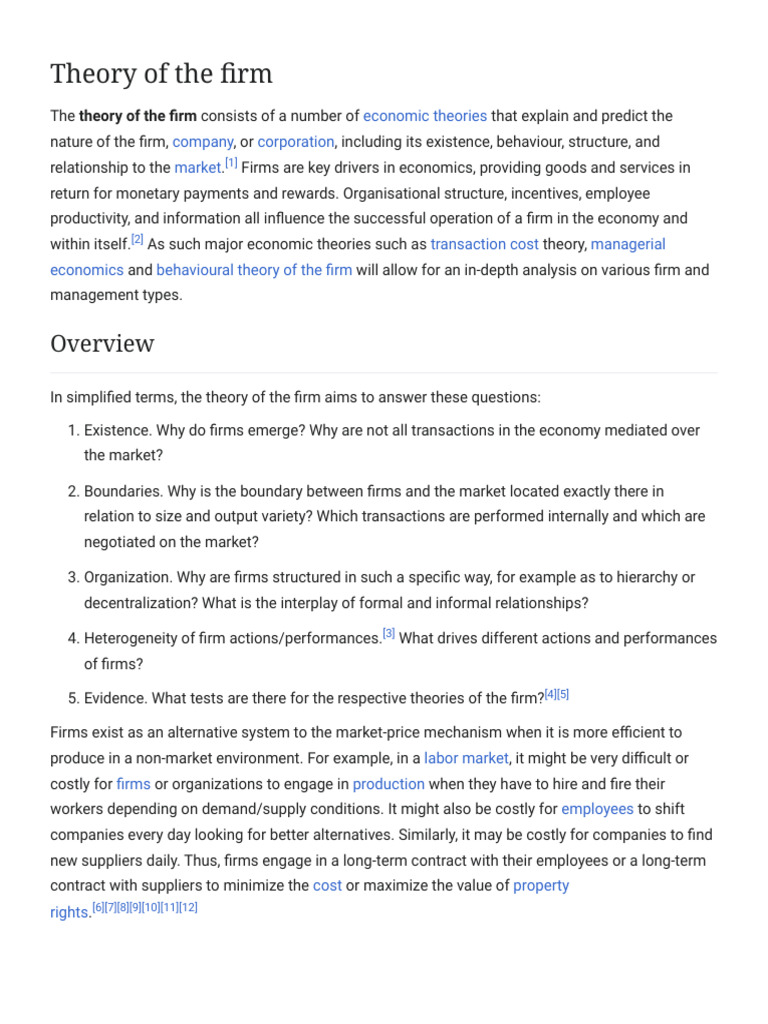 Theory of The Firm - Wikipedia | PDF | Market (Economics) | Economies
