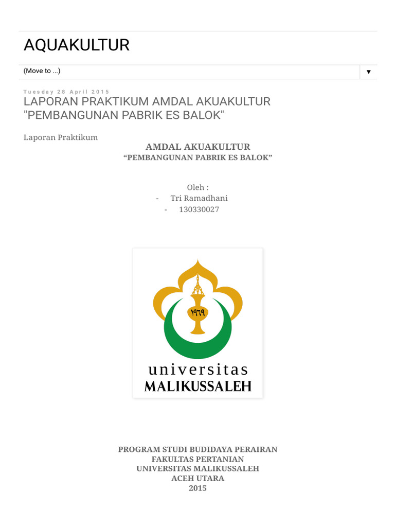 Aquakultur - Laporan Praktikum Amdal Akuakultur - Pembangunan Pabr | PDF