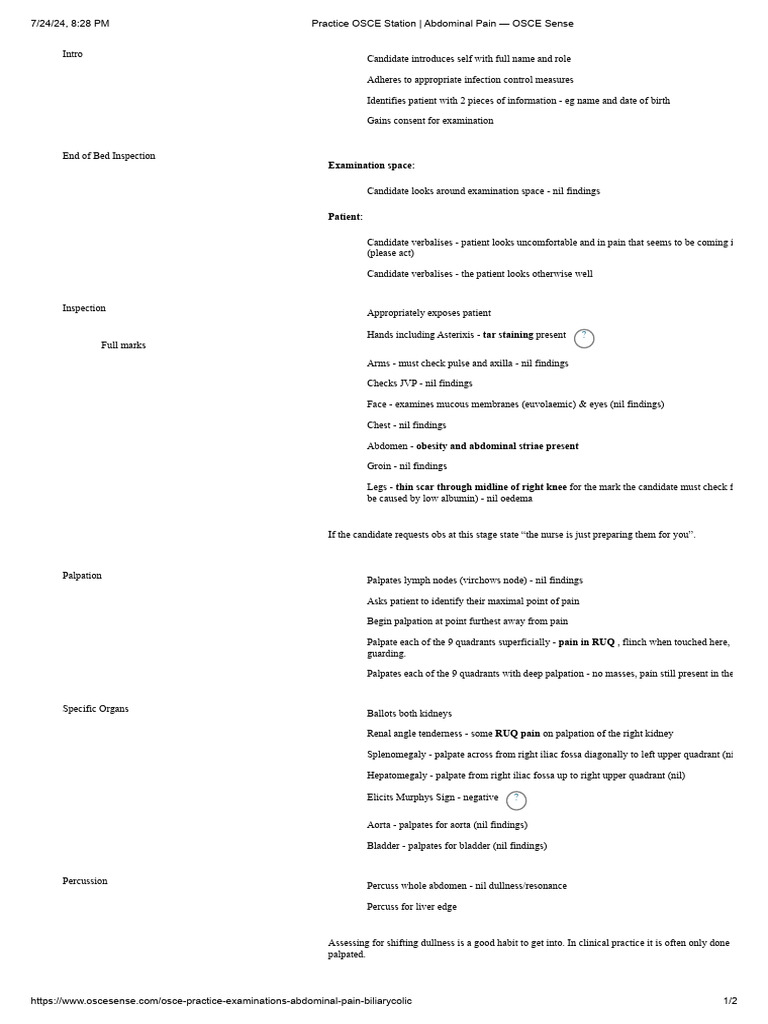 Practice OSCE Station _ Abdominal Pain — OSCE Sense | Download Free PDF ...