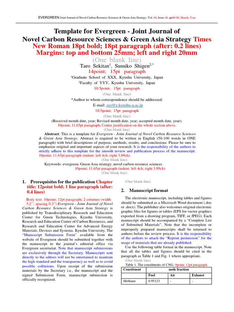 Evergreen Manuscript Template Instruction May2024 | PDF | Paragraph ...