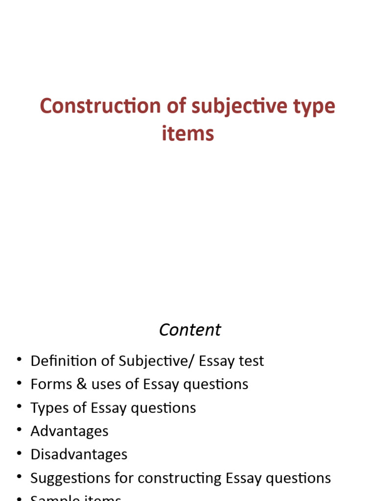 Construction of Subjective Type Items | PDF | Essays | Learning