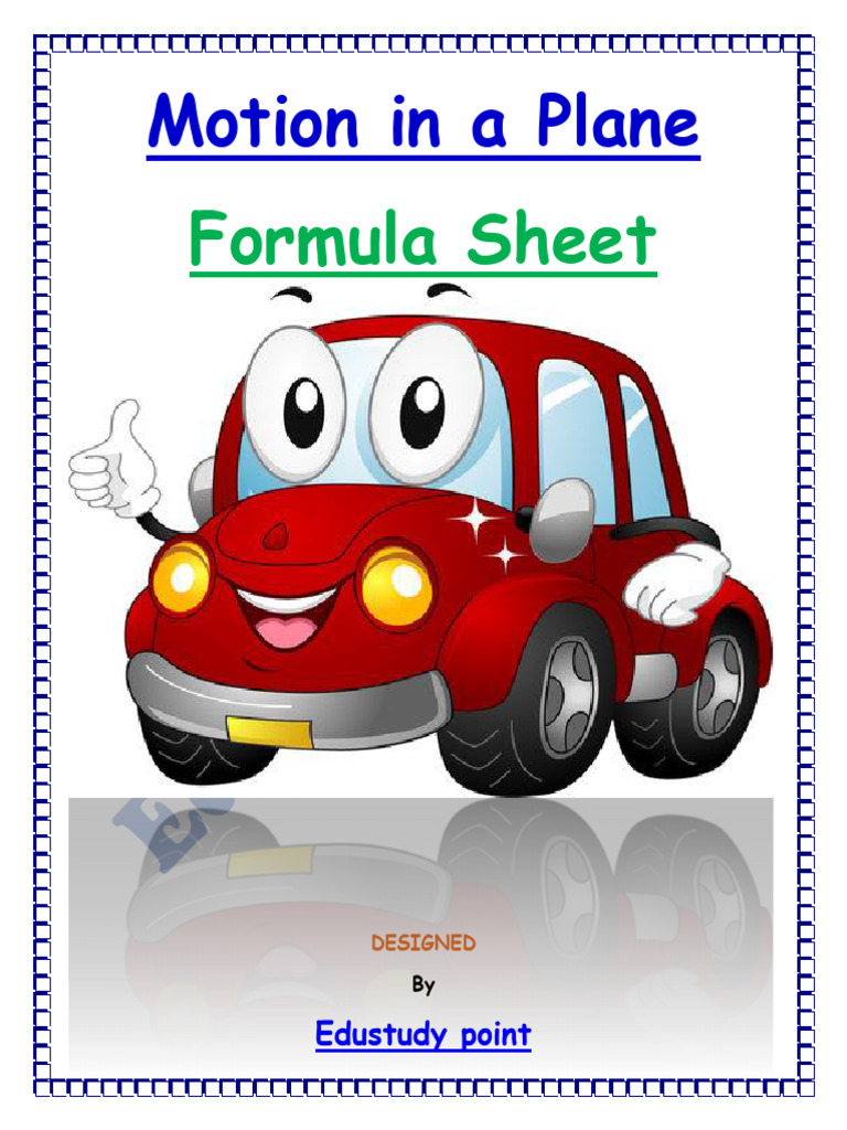 Motion in a Plane Formula Sheet | PDF | Teaching Methods & Materials