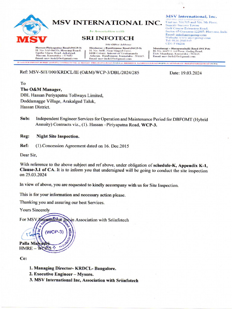 285.night Site Inspection. | PDF