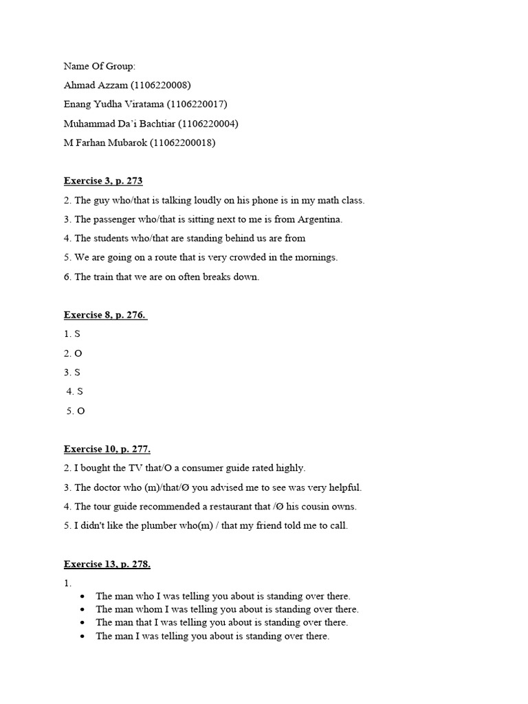 Task PIEG Adjective Clauses 2022 | PDF | Language Arts & Discipline