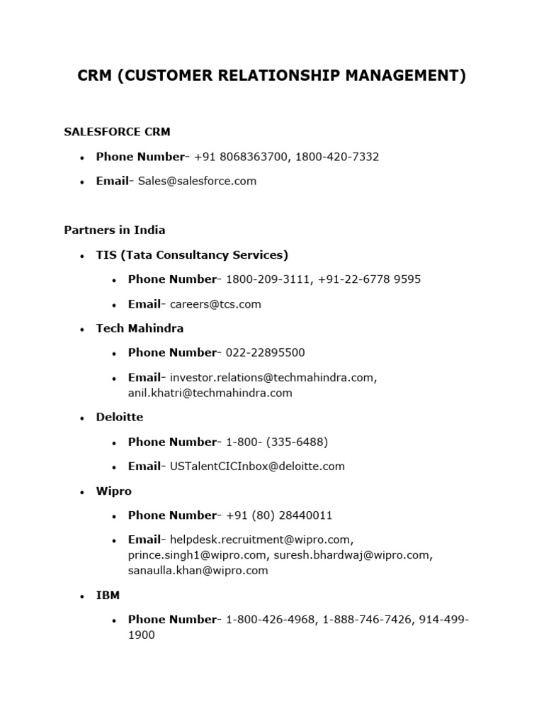 Crm Softwares Contact Details Pdf Customer Relationship