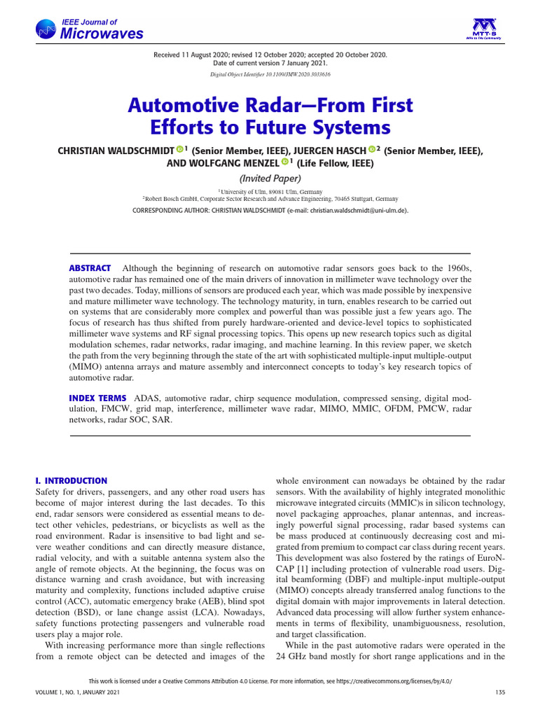 Automotive Radar From First Efforts To Future Systems | PDF | Radar | Modulation