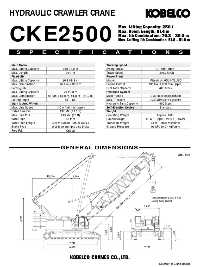 Specifications for XCA4000 Crane | PDF | Crane (Machine) | Vehicles