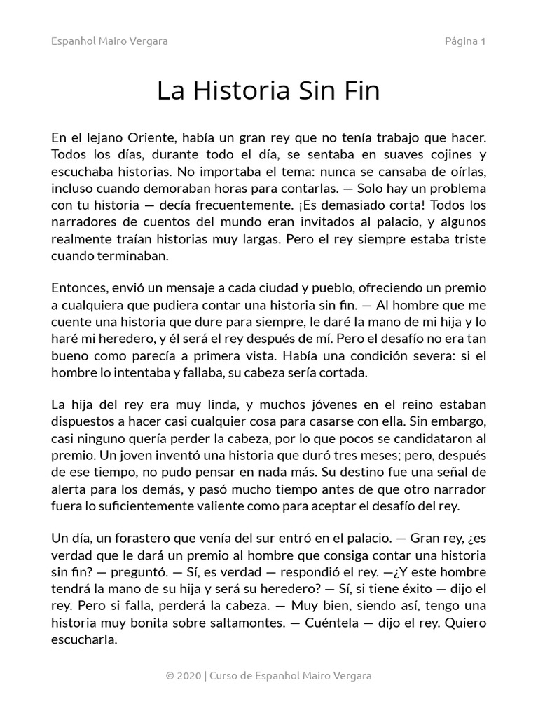 La historia sin fin del rey y los saltamontes | PDF