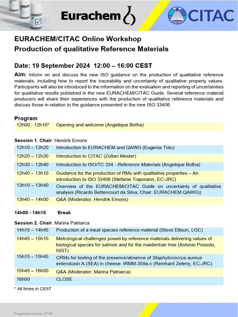 Programme-Production of Qualitative Reference Materials Ver07-04 | PDF ...