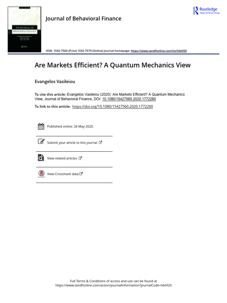 Are Markets Efficient A Quantum Mechanics View | PDF | Efficient Market Hypothesis | Behavioral ...