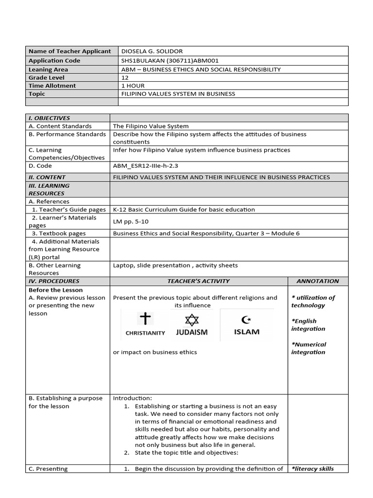 DLP - Business Ethics | PDF | Learning | Critical Thinking
