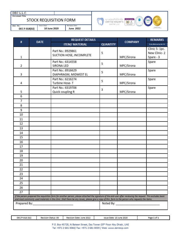 Stock Requisition Form Template | PDF