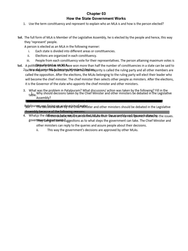 HW - L 3 - How State Government Works | PDF | Government | Political Events