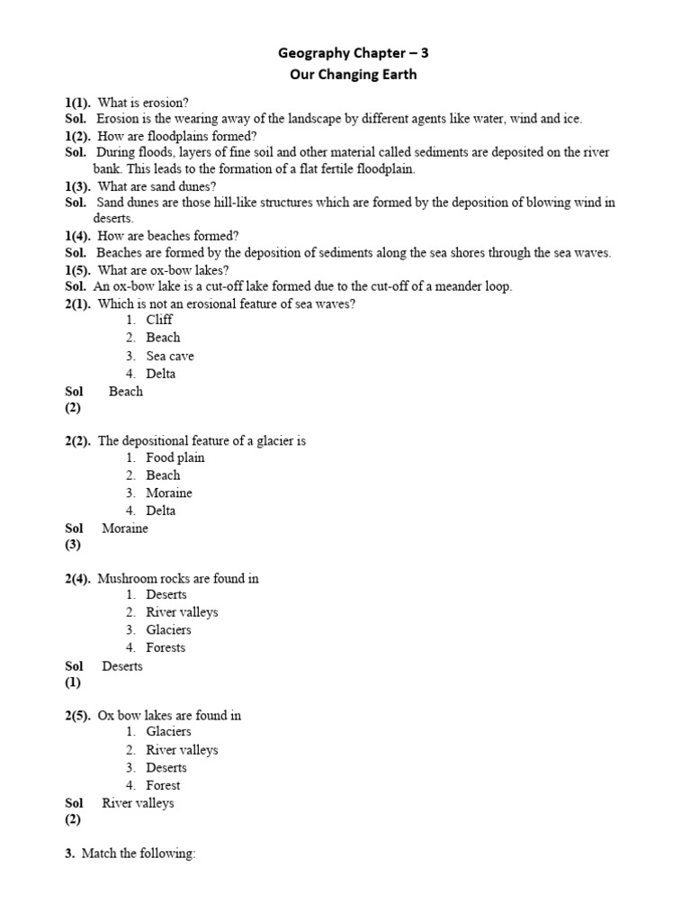 HW - G 3 - Our Changing Earth | PDF | Erosion | River
