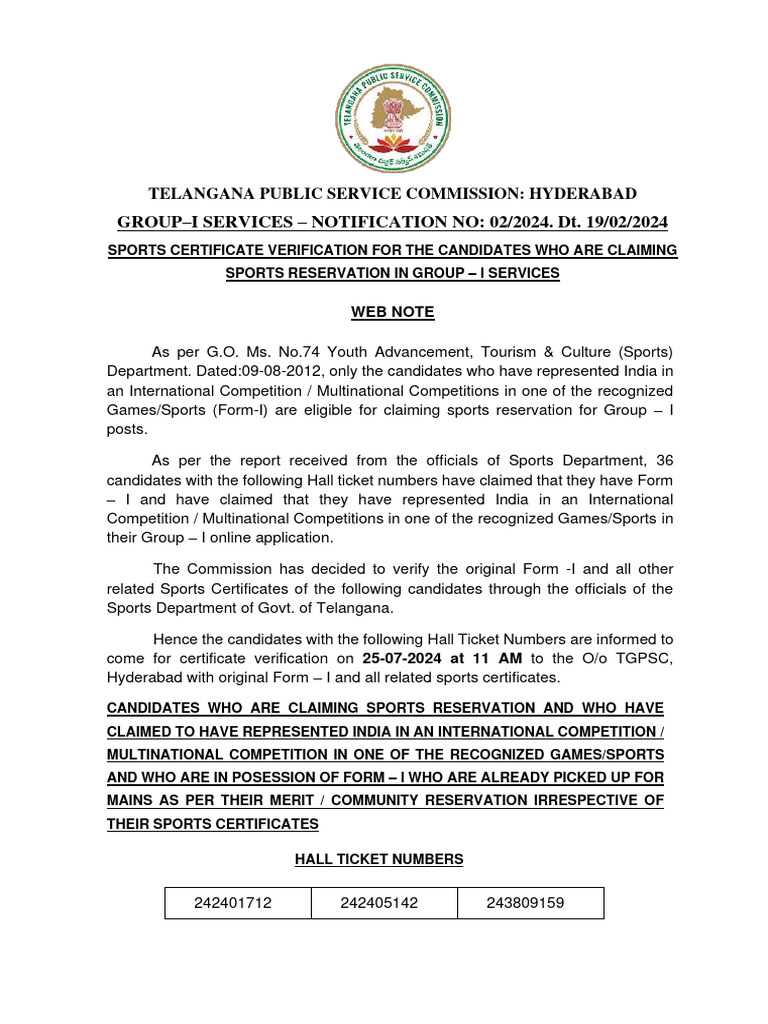 PRESSNOTE - Group I Sports Webnote20240722180636 | PDF | Government
