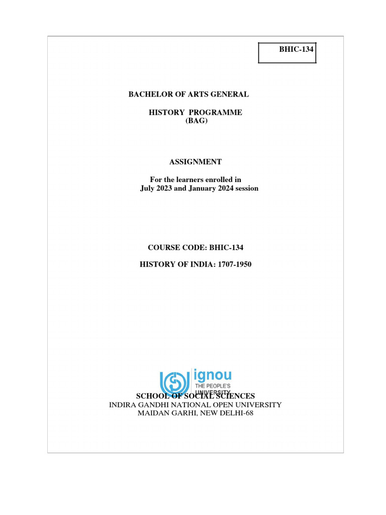 BHIC 134 English Assignment 2023-24 | PDF | Cognition