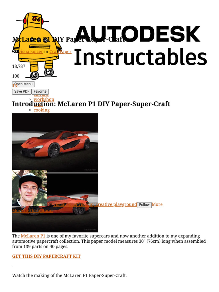 McLaren P1 DIY Paper-Super-Craft - Instructables | PDF