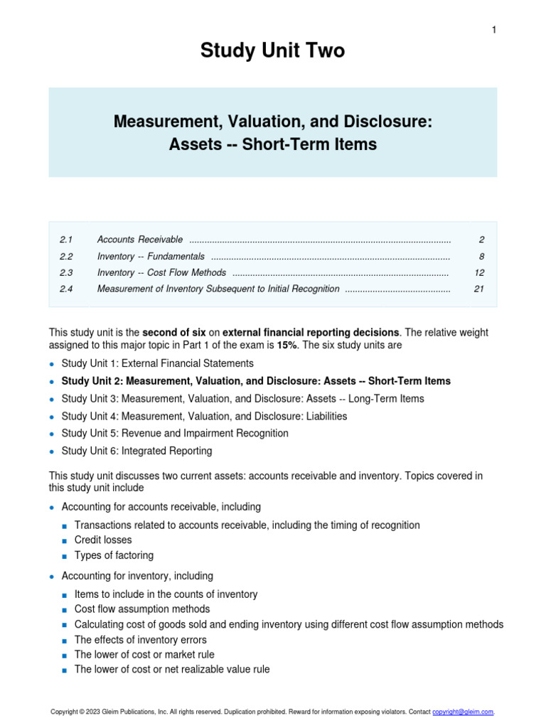CMA - CMA1 - Book Short Term Items 1 | PDF | Inventory | Cost Of Goods Sold