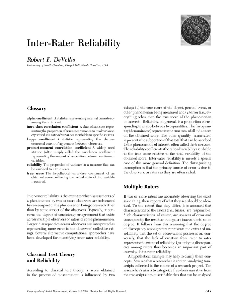 2005 De-Vellis Inter-Rater Reliability | PDF | Chi Squared Test ...