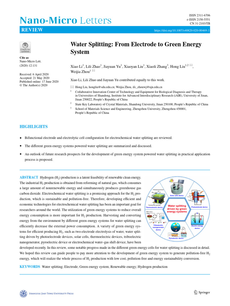 Water Splitting_From Electrode to Green Energy | PDF | Electrochemistry ...