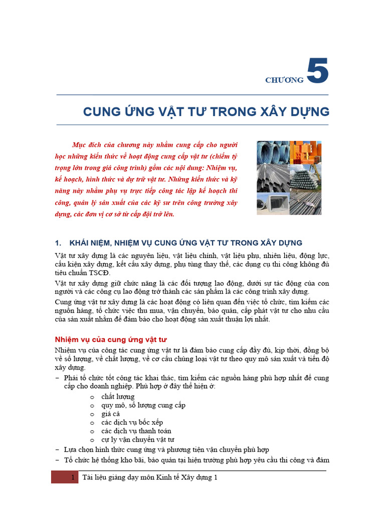 BG KTXD - CHƯƠNG 5 - CUNG ỨNG VẬT TƯ | PDF