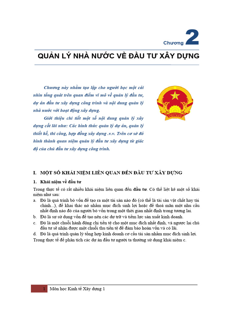 BG KTXD - CHƯƠNG 2 - QUẢN LÝ NHÀ NƯỚC VỀ XÂY DỰNG | PDF