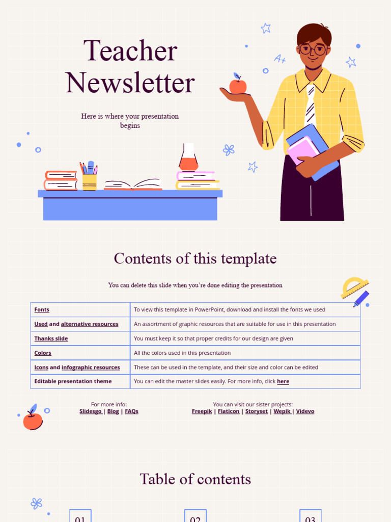 Teacher Newsletter by Slidesgo | PDF | Icon (Computing) | Planets In ...