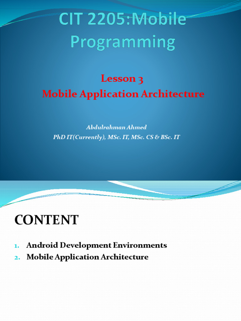 Mobile Application Architecture | PDF | Ios | Android (Operating System)