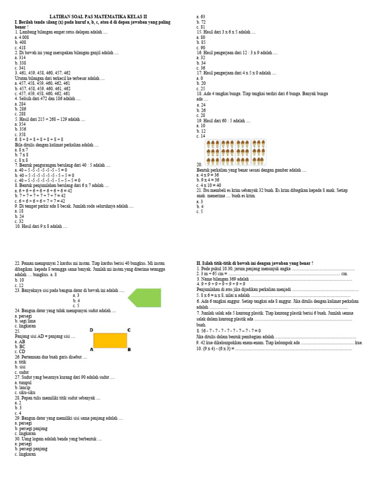 Soal Matematika dan PAI Kelas 2 | PDF