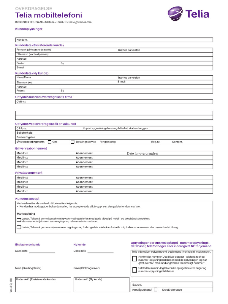 Overdragelse - Telia NO | PDF