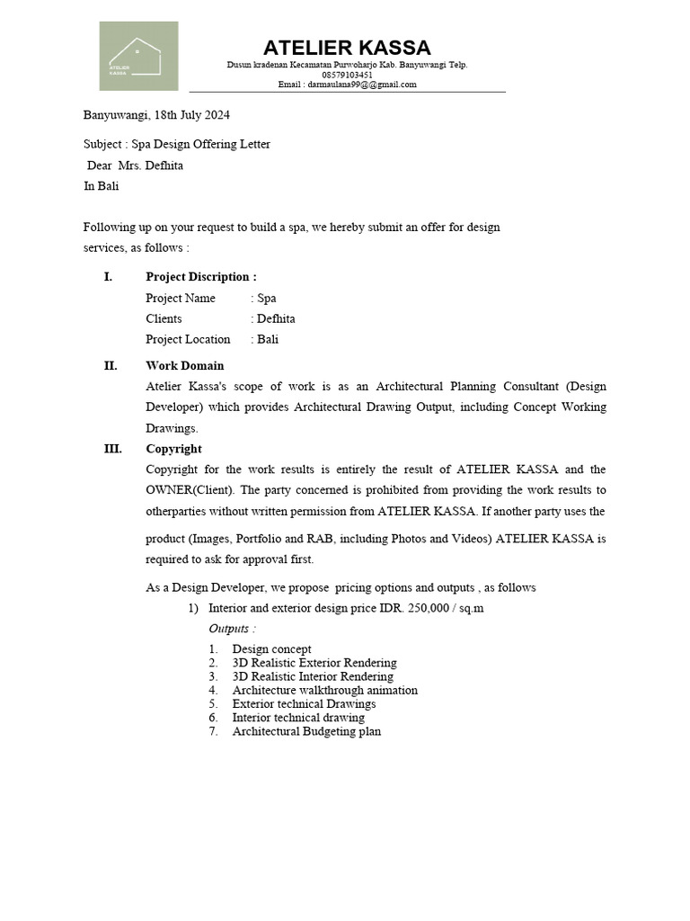 Offering Letter Bali Spa | PDF | Business Law