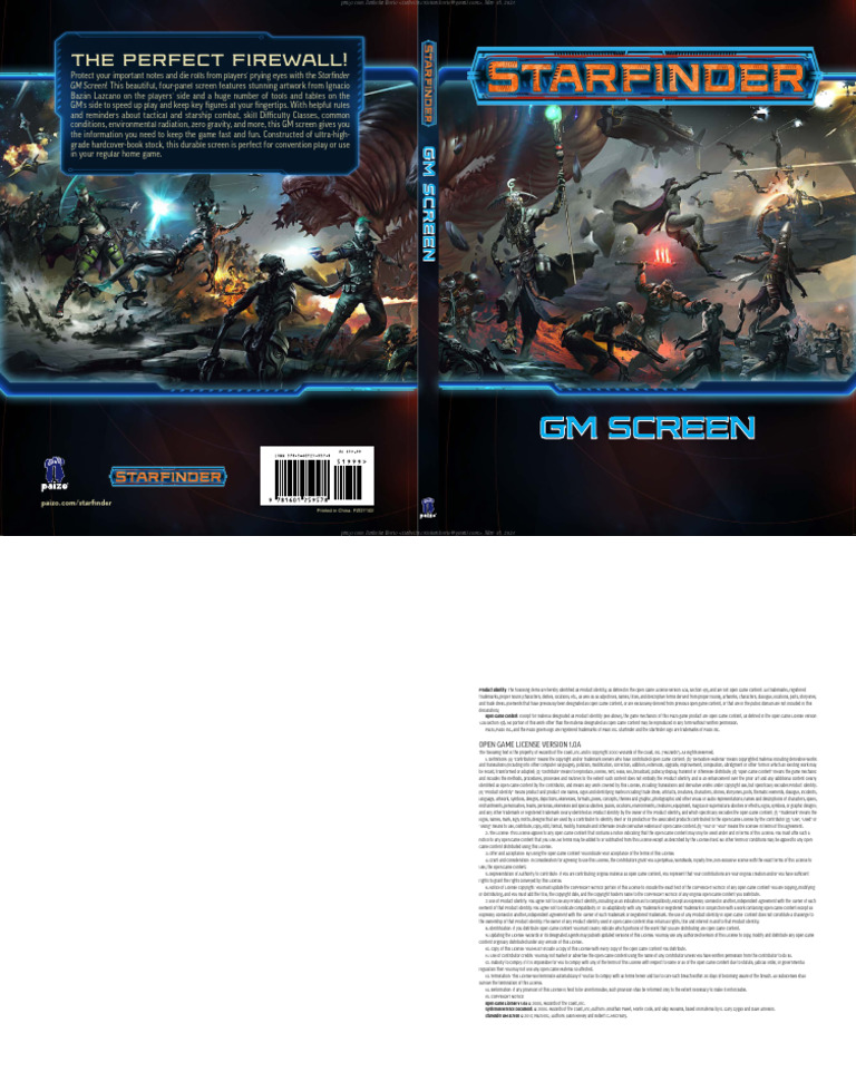 Starfinder - GM Screen - Cover and OGL | PDF | Copyright | License