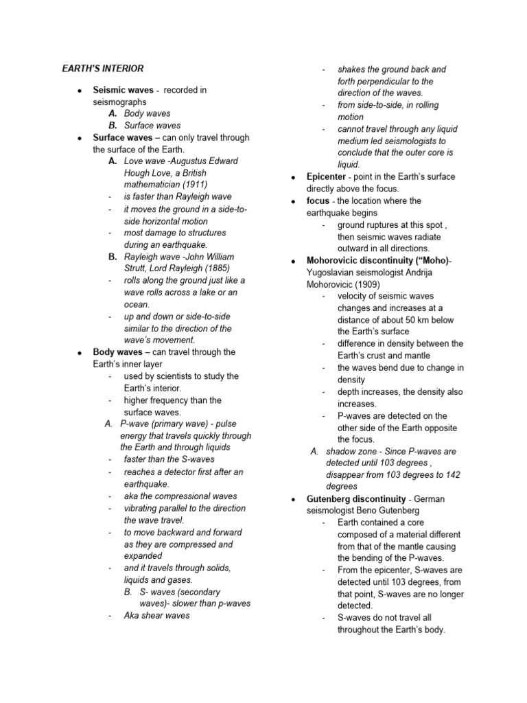 (Science) Earth's Interior | PDF | Plate Tectonics | Seismology