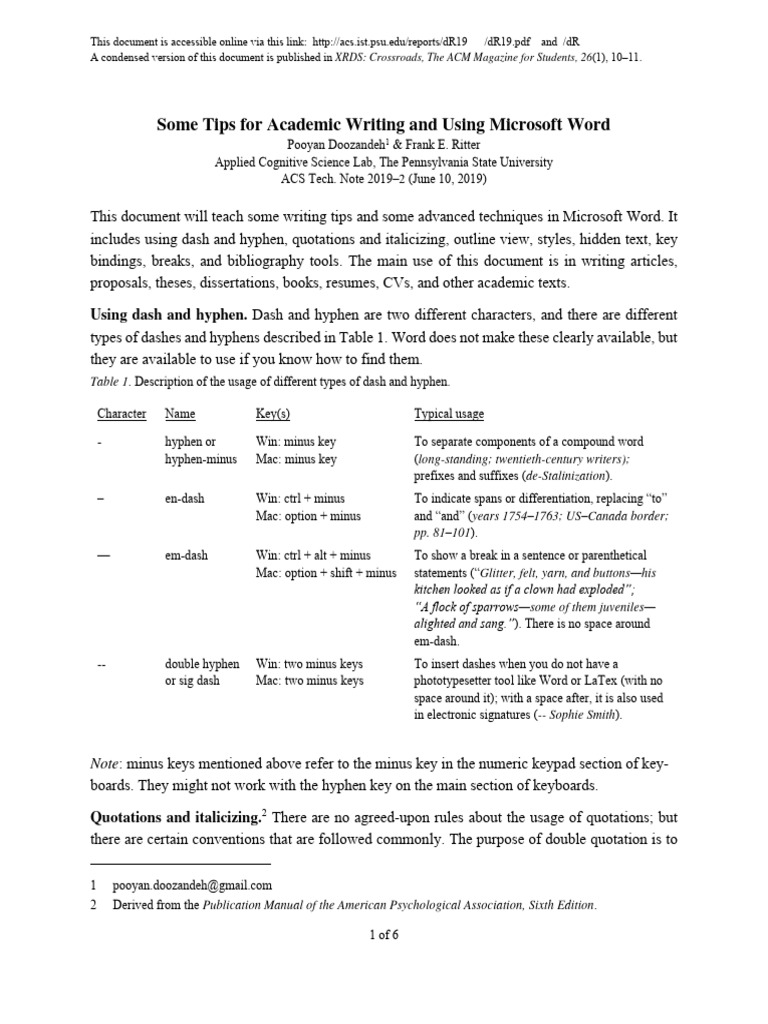 Academic Writing & Using Microsoft Word - ITSKA1 | PDF | Keyboard ...