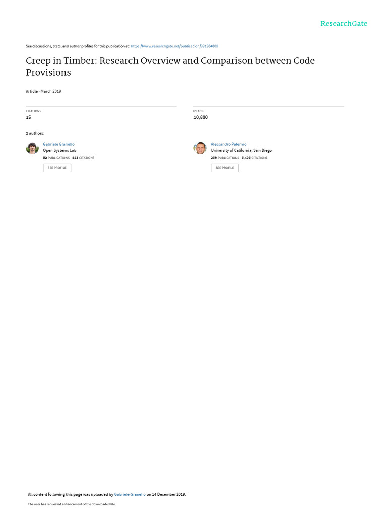 Creep in Timber. Research Overview and Comparison Between Code ...