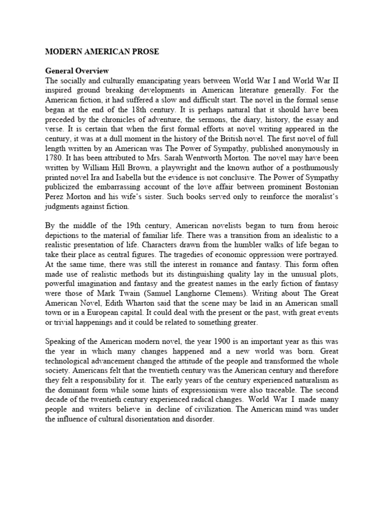 Evolution of Modern American Prose | PDF | Mark Twain | Adventures Of ...