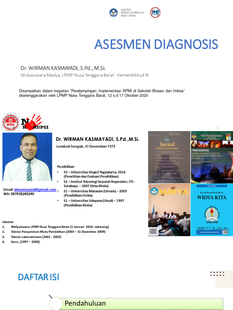 Dr. Wirman - ASESMEN DIAGNOSIS - Sekolah Binaan Dan Imbas | PDF | Karier & Perkembangan